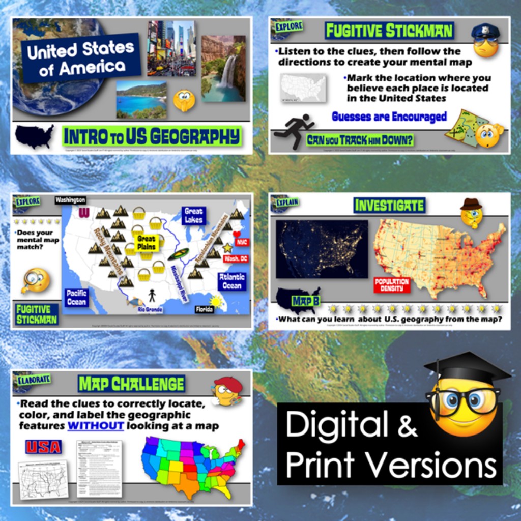 Explore US Geography Intro Lesson - United States Map Skills - Print ...