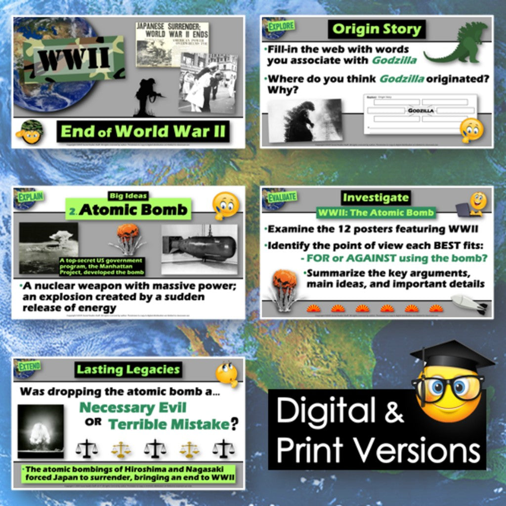 The End of WWII Lesson and Dropping the Atomic Bombs Activity - Print ...