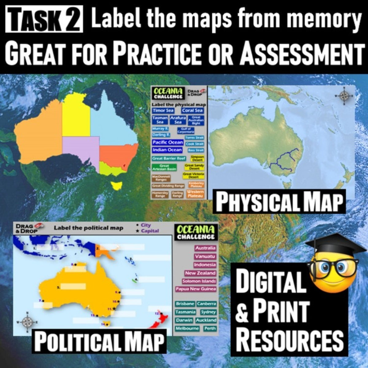 Australia Geography & Oceania Map Skills Practice Activities - Microso ...