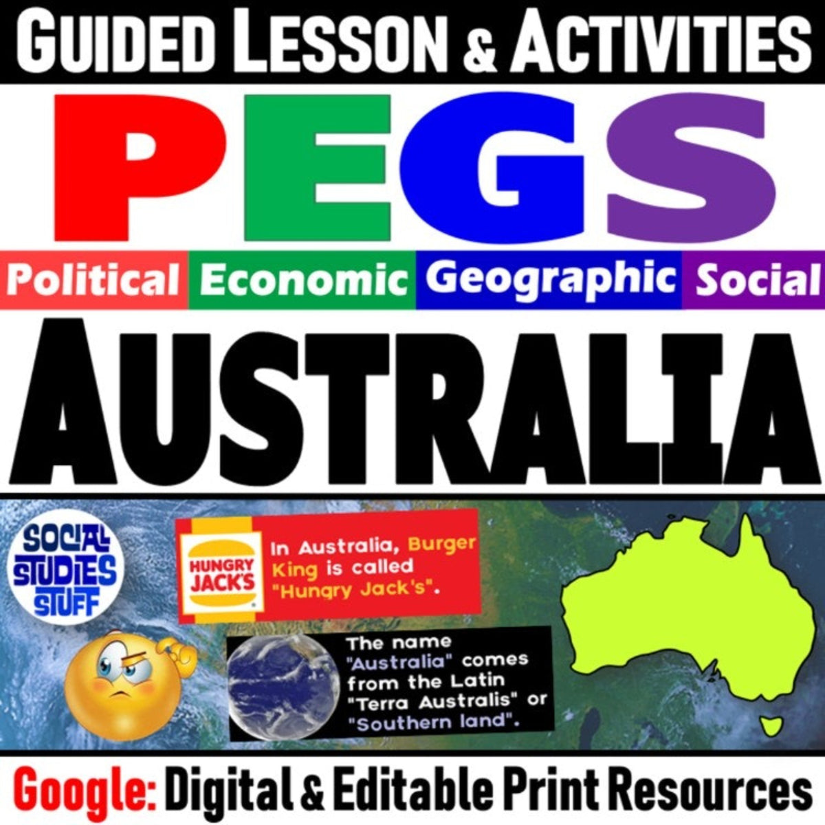 Australia PEGS Factors Lesson - Politics Economy Geography Social - Go ...