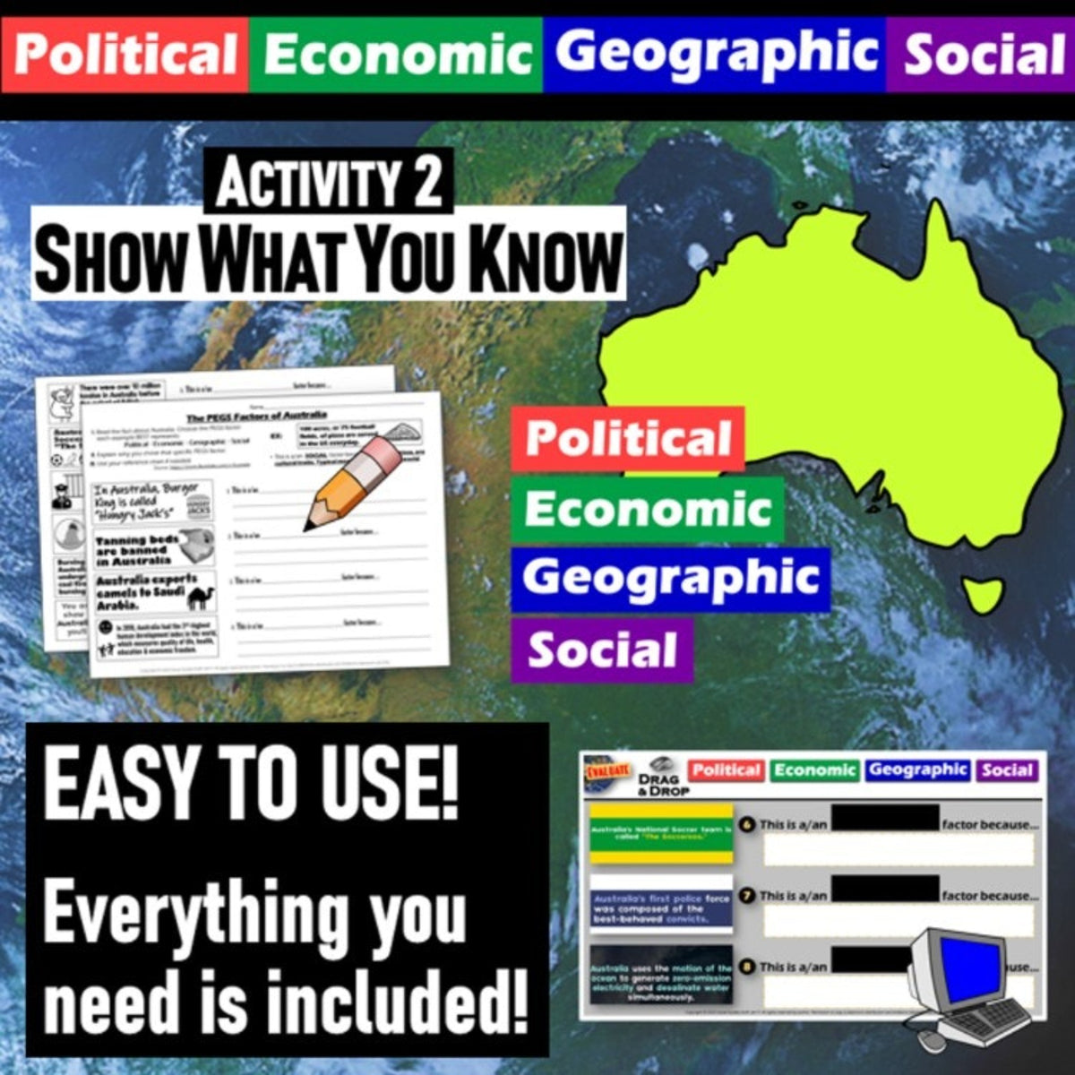 Australia PEGS Factors Lesson - Politics Economy Geography Social - Go ...