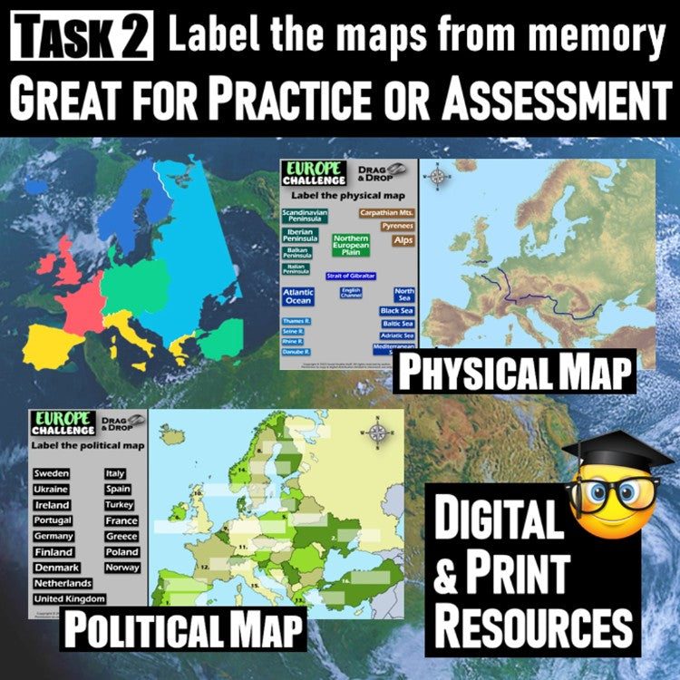 Europe Map Practice Geography Activities | Print and Digital | Microso ...