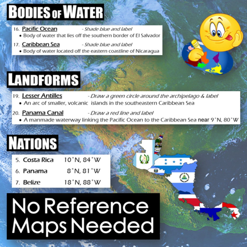 Central America Create a Map Worksheet - Where is it? Geography & Loca ...