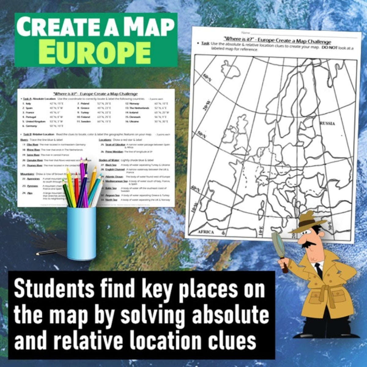 Europe Geography Activity - Europe Create a Map Worksheet - Microsoft ...