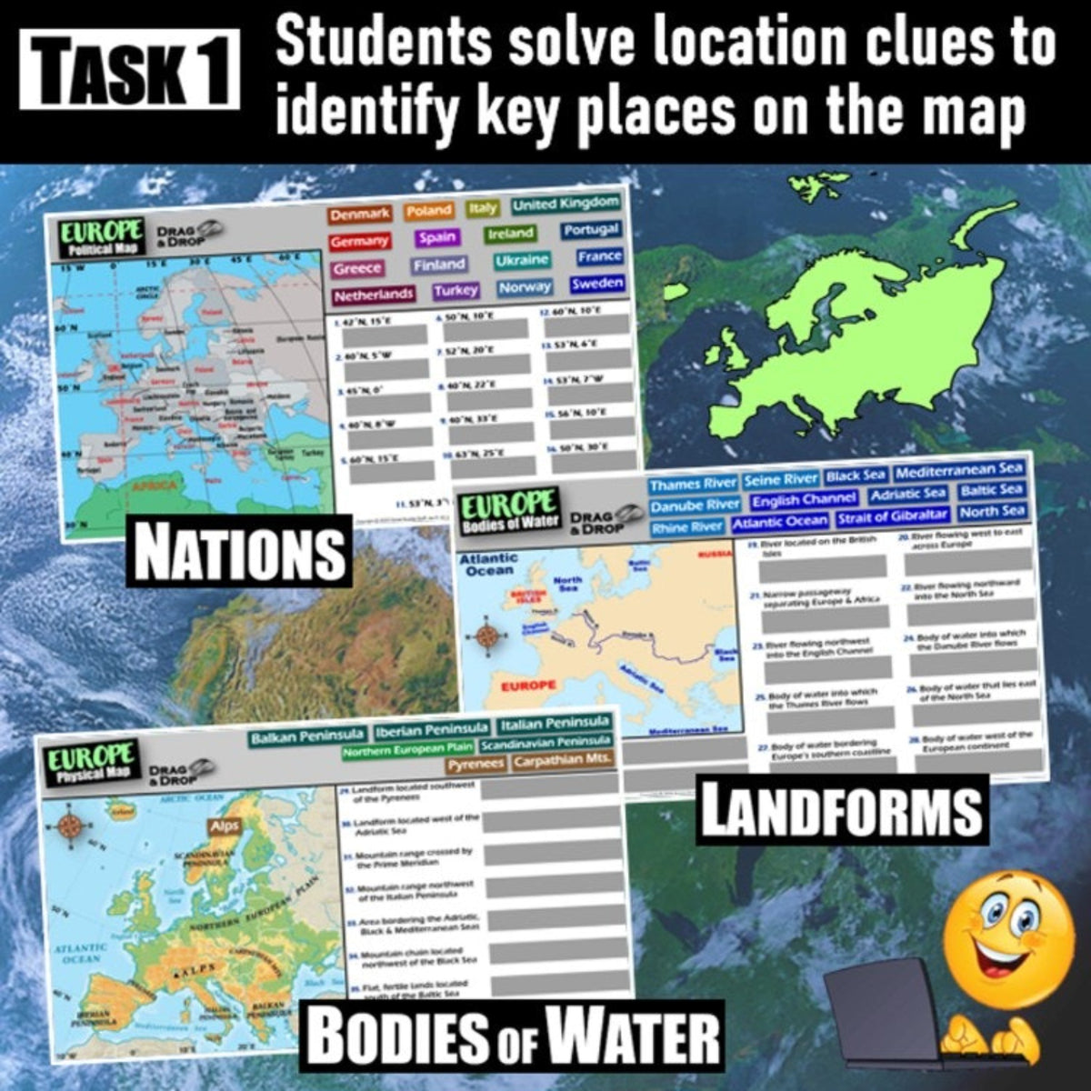 European Geography & Europe Map Skills Practice Activities - Microsoft ...