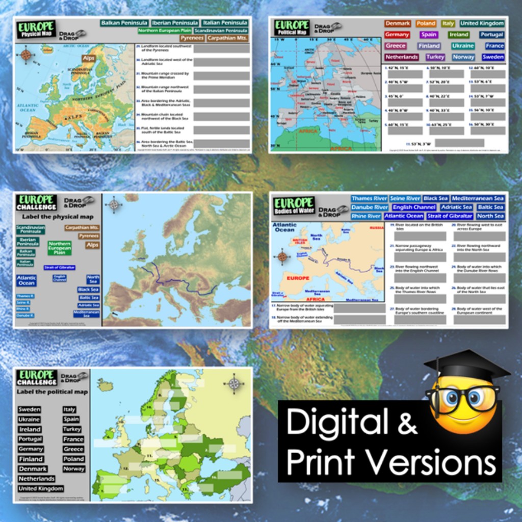 Map Challenge Europe - Fun European Geography Activities - Print & Dig ...