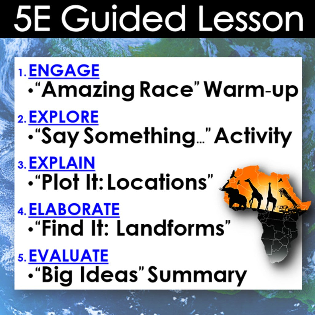 Africa Geography, Landforms, Places Lesson and Map Activities - Print ...