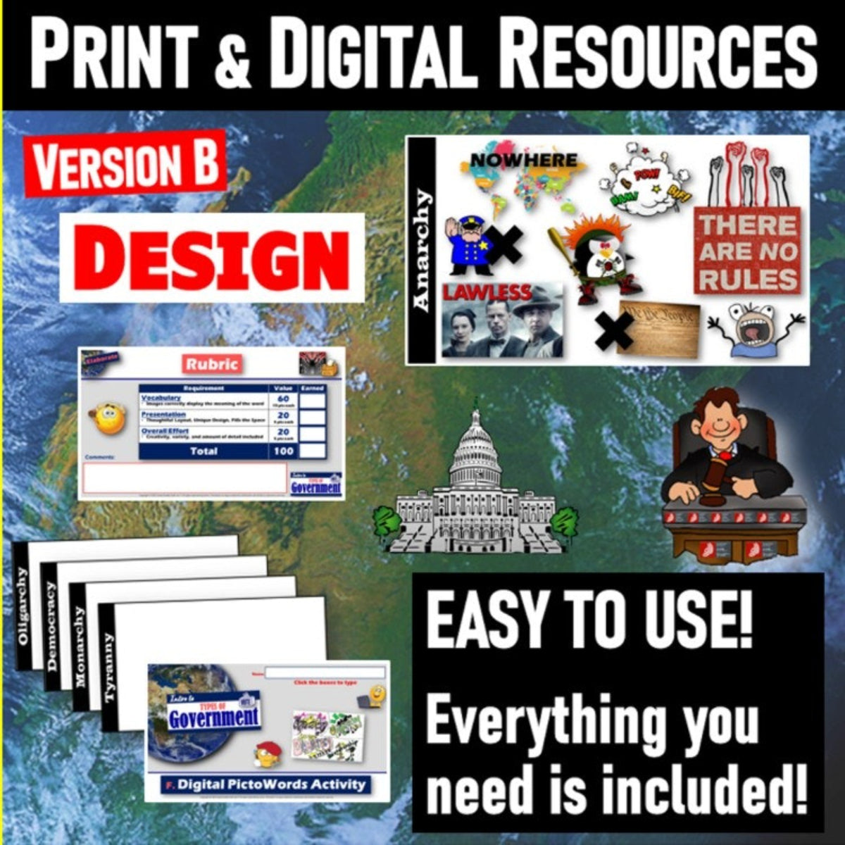 Create Types of Government PictoWords - FUN Vocabulary Review - Print ...