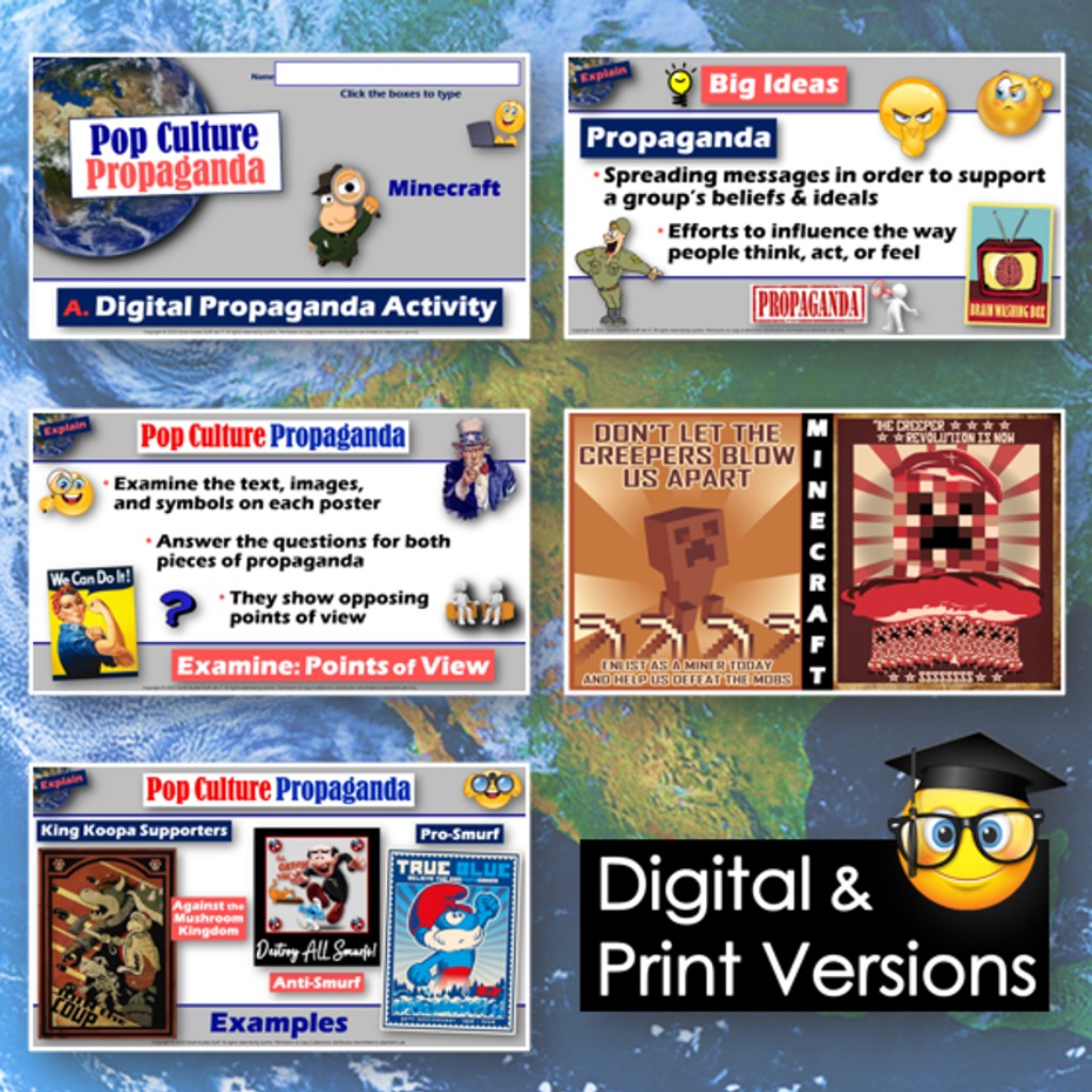 Pop Culture Propaganda Activity - Examine Minecraft Persuasion - Print ...