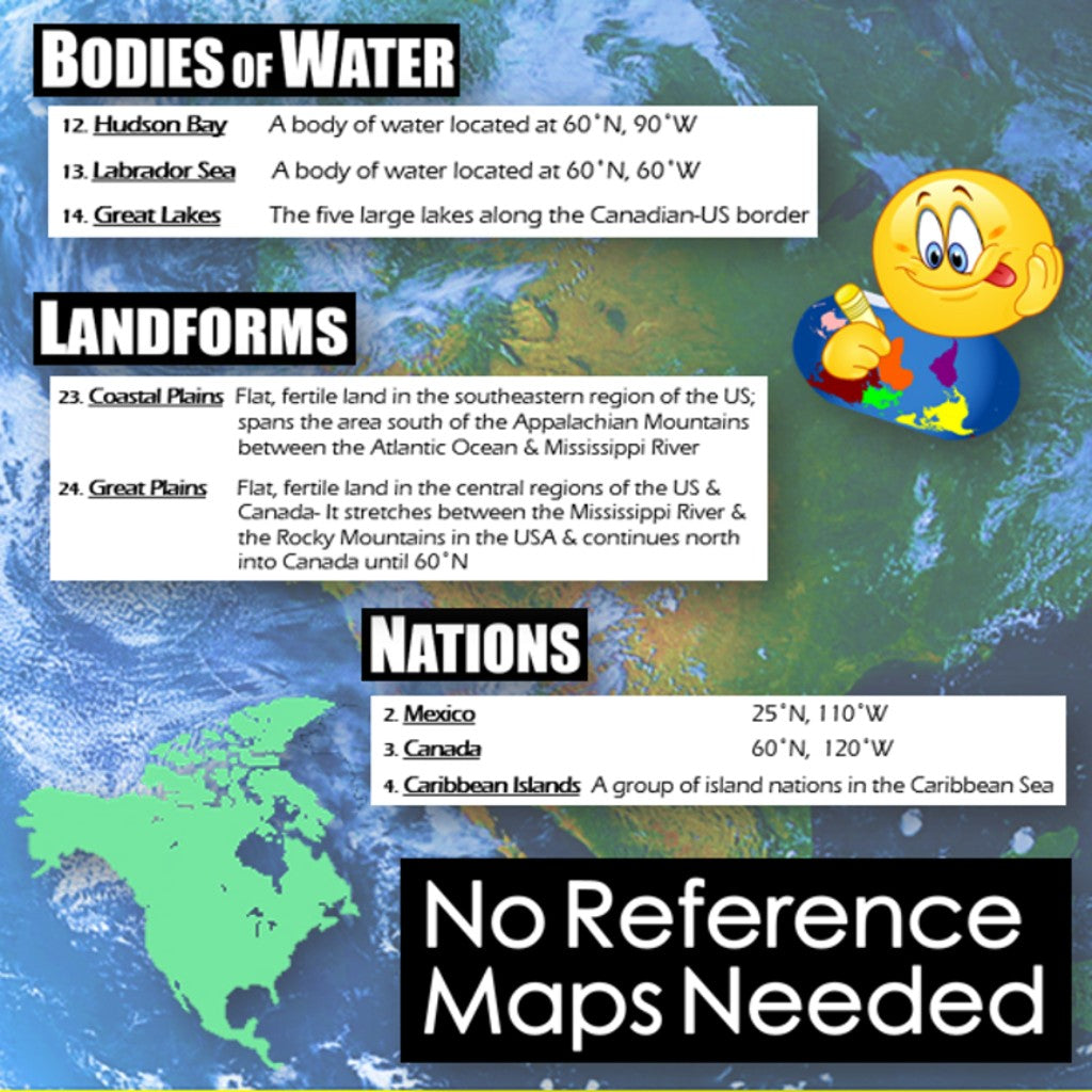 North America Create a Map Worksheet - Where is it? Geography and Loca ...