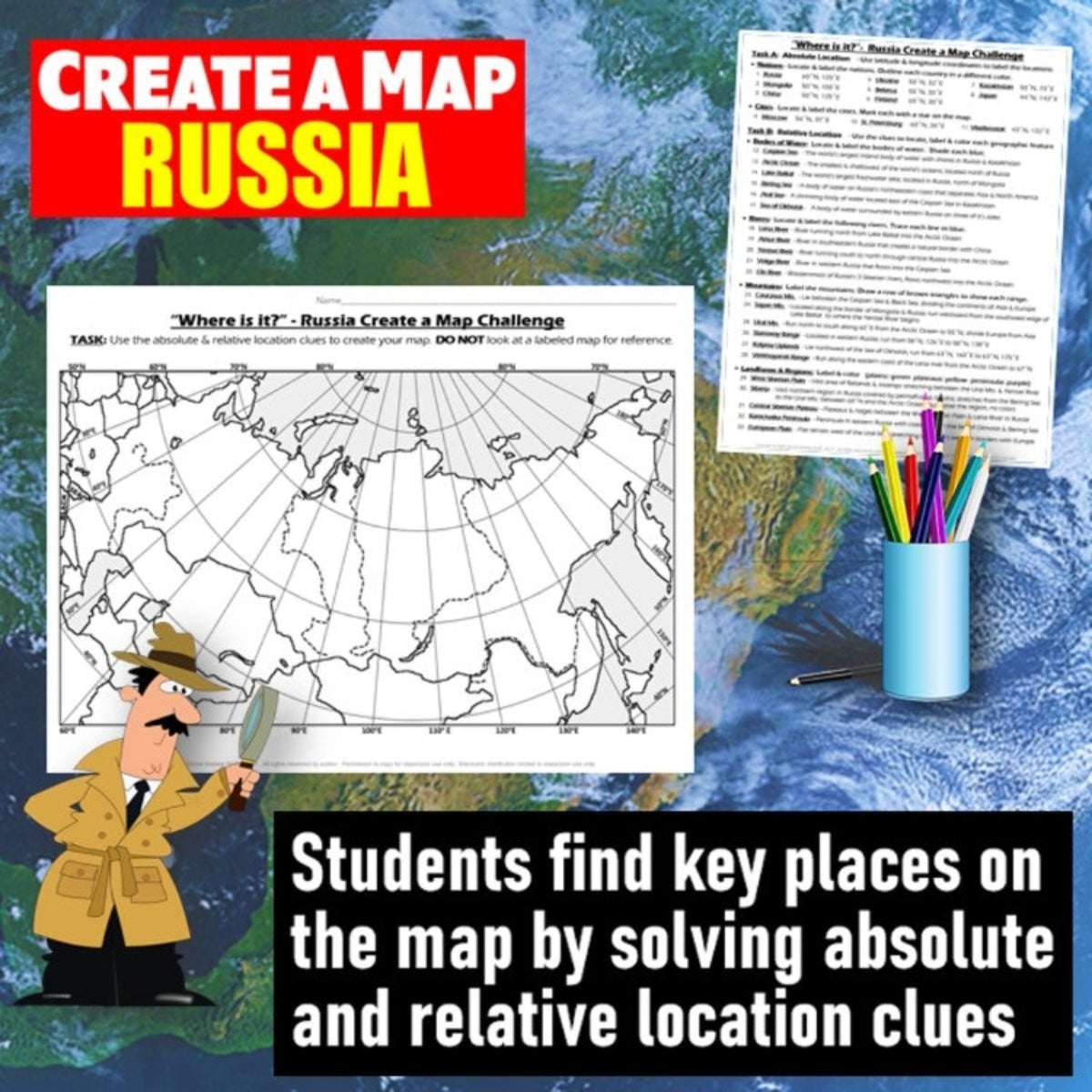 Russia Create a Map Worksheet - Where is it? Russian Geography & Locat ...