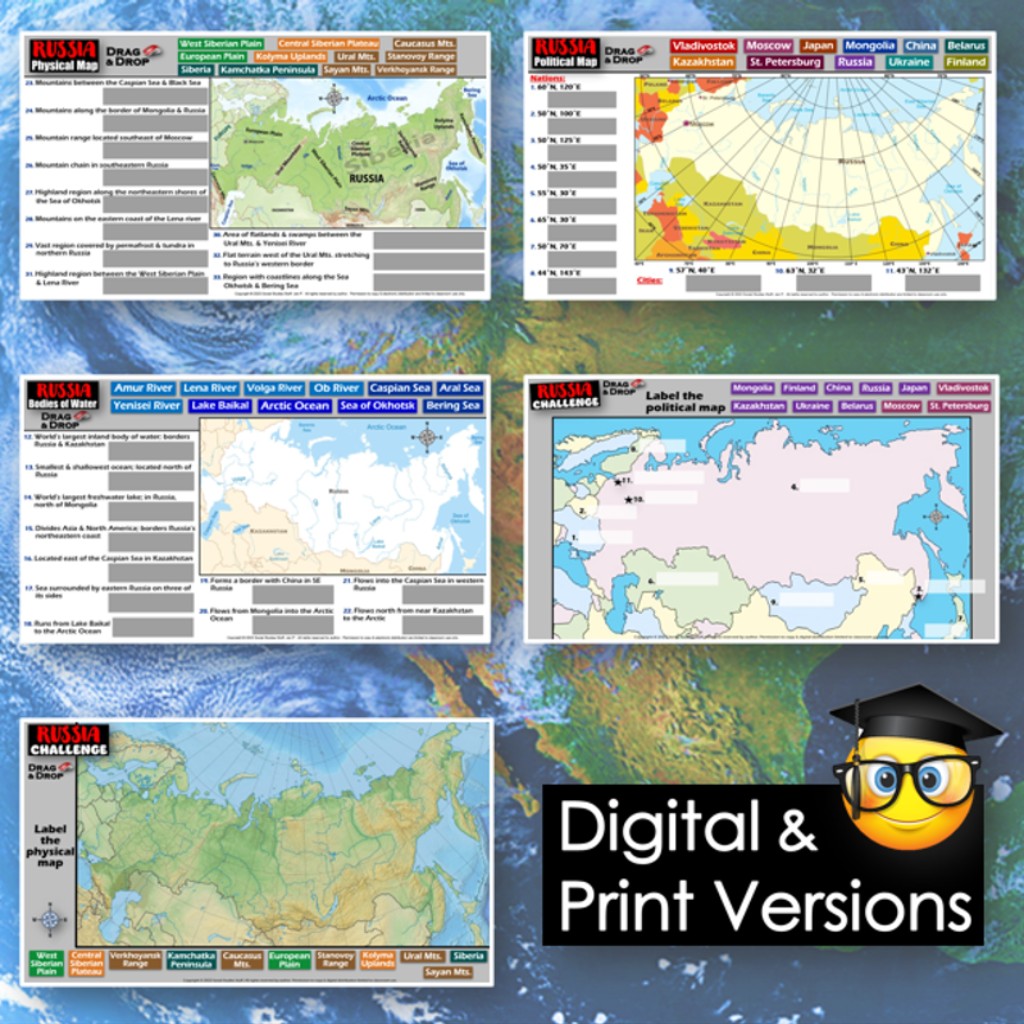 Map Challenge Russia - Fun Russian Geography Activities - Print & Digi ...