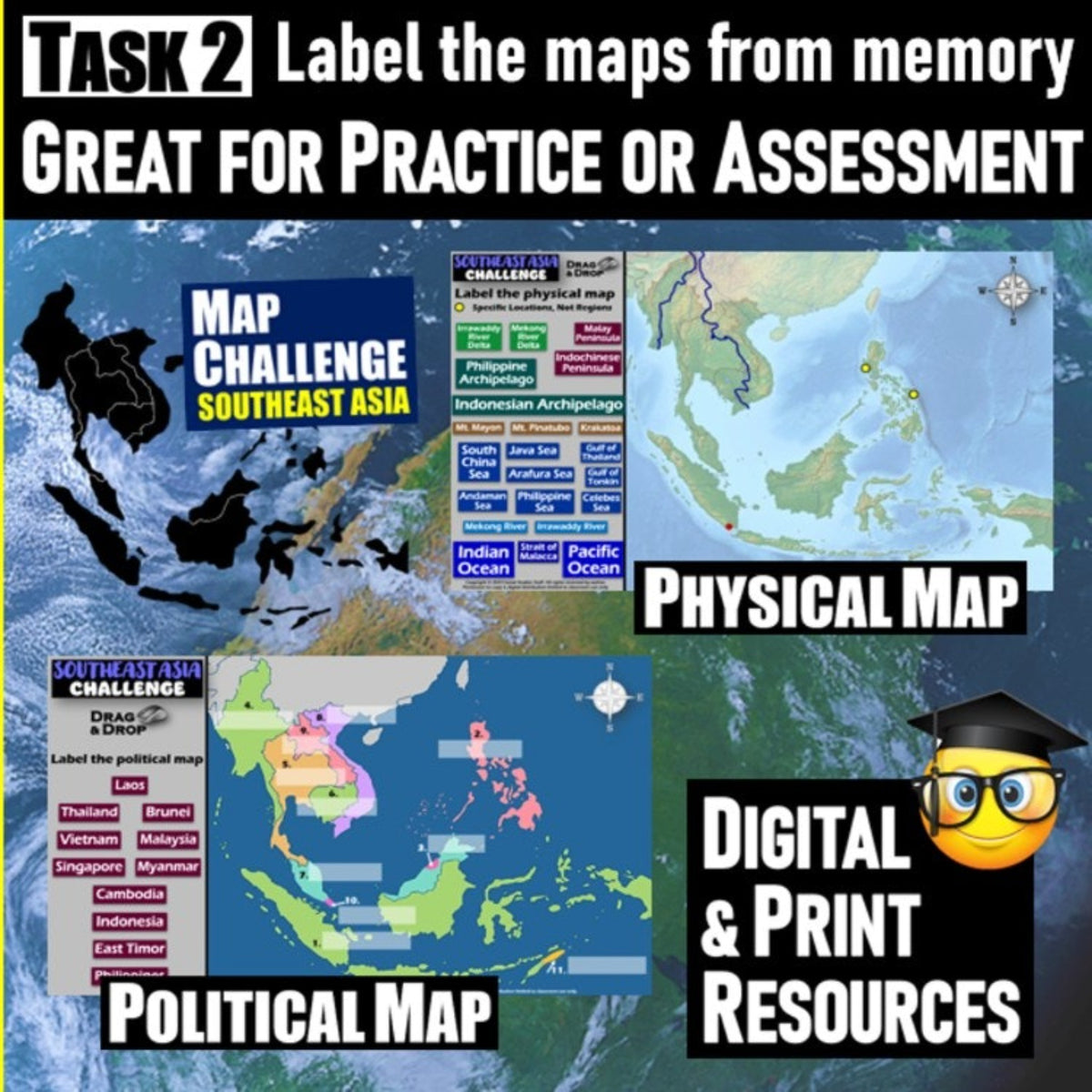 Southeast Asia Geography & SE Asia Map Skills Practice Activities - MS ...