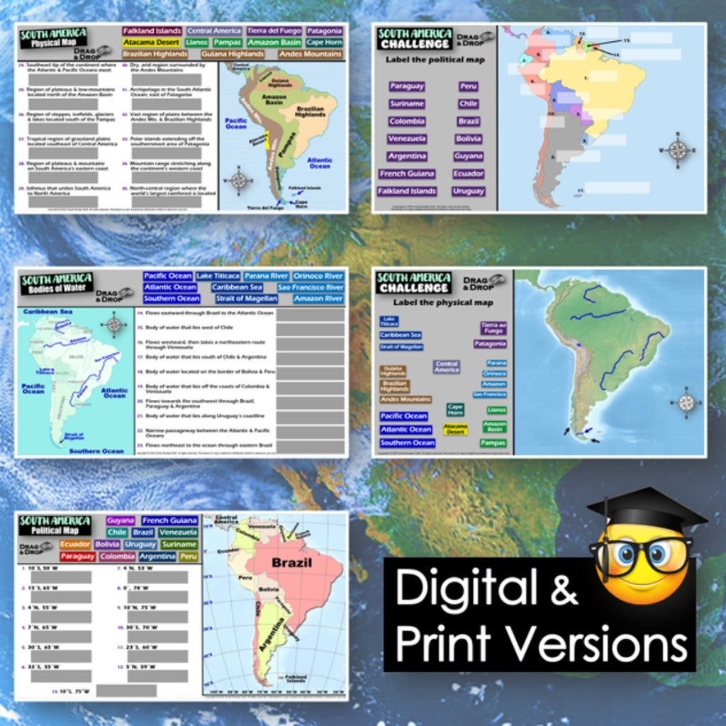 Map Challenge South America - Geography of Latin America - Print & Dig ...