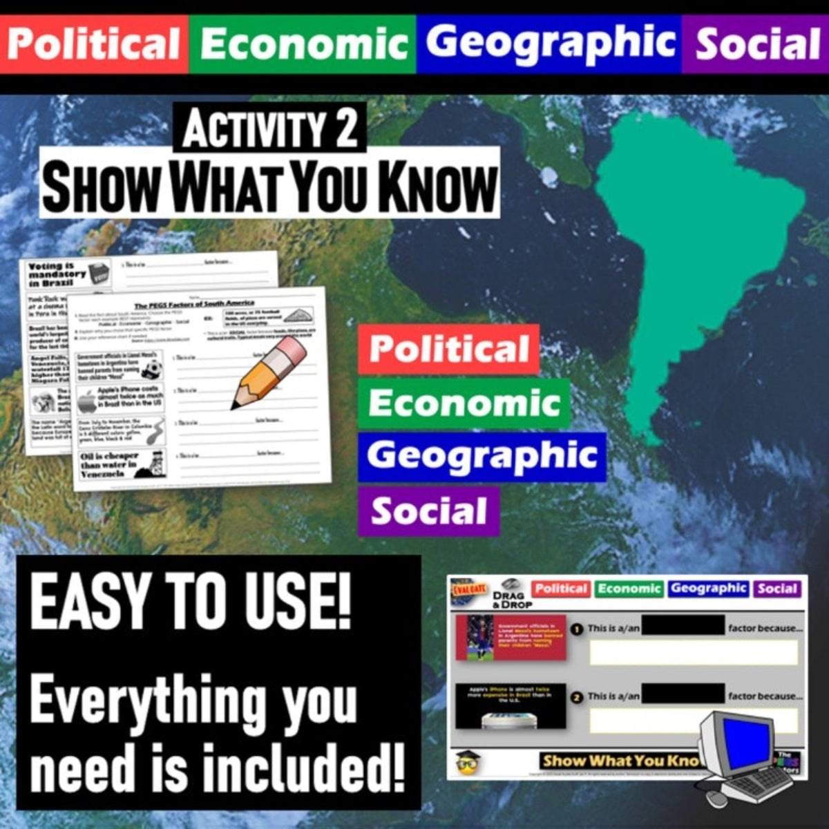 South America PEGS Lesson - Politics Economy Geography Social - MS Dig ...