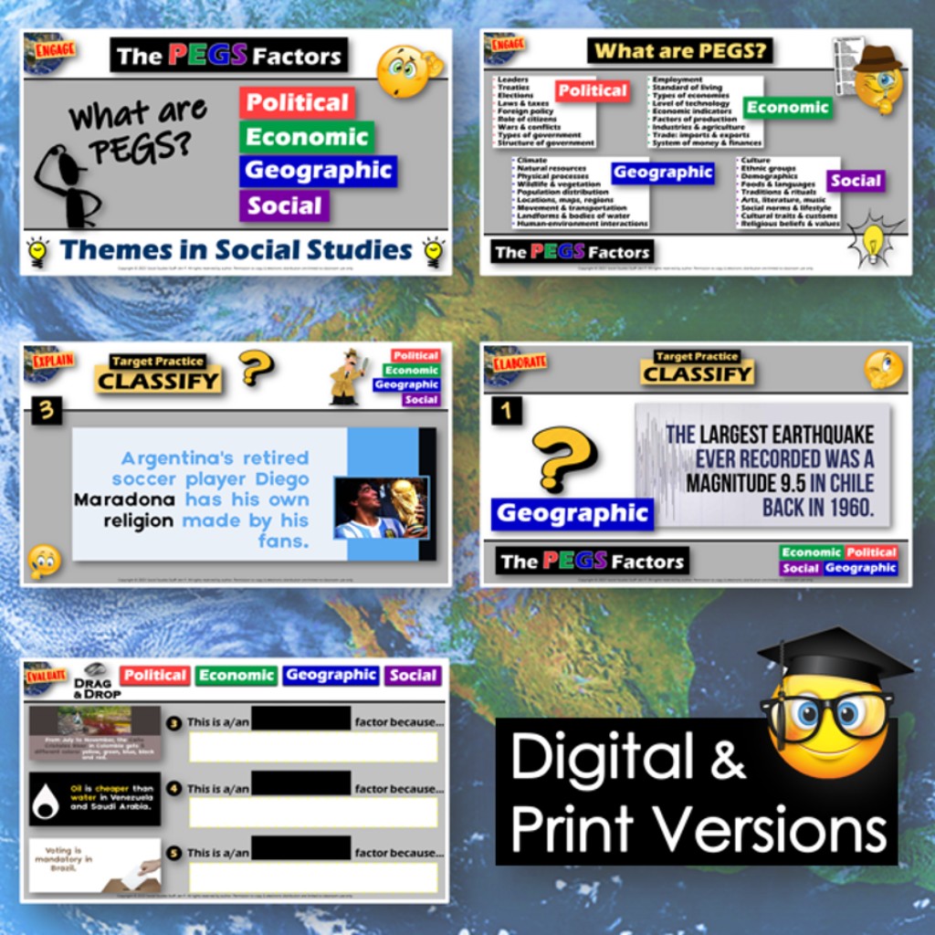 Explore South America: The PEGS Factors Lesson and Activities - Print ...