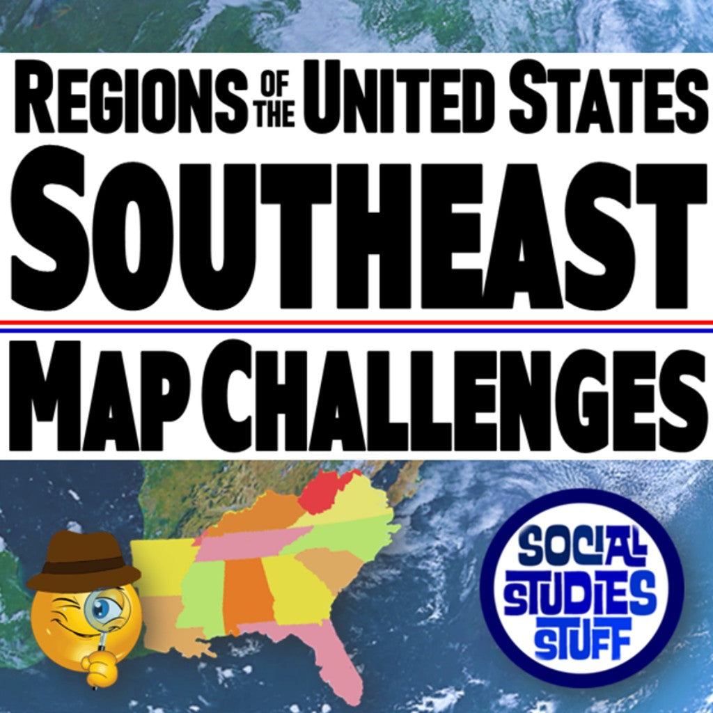 Southeast US Map Challenges - Regions of the United States Geography A ...