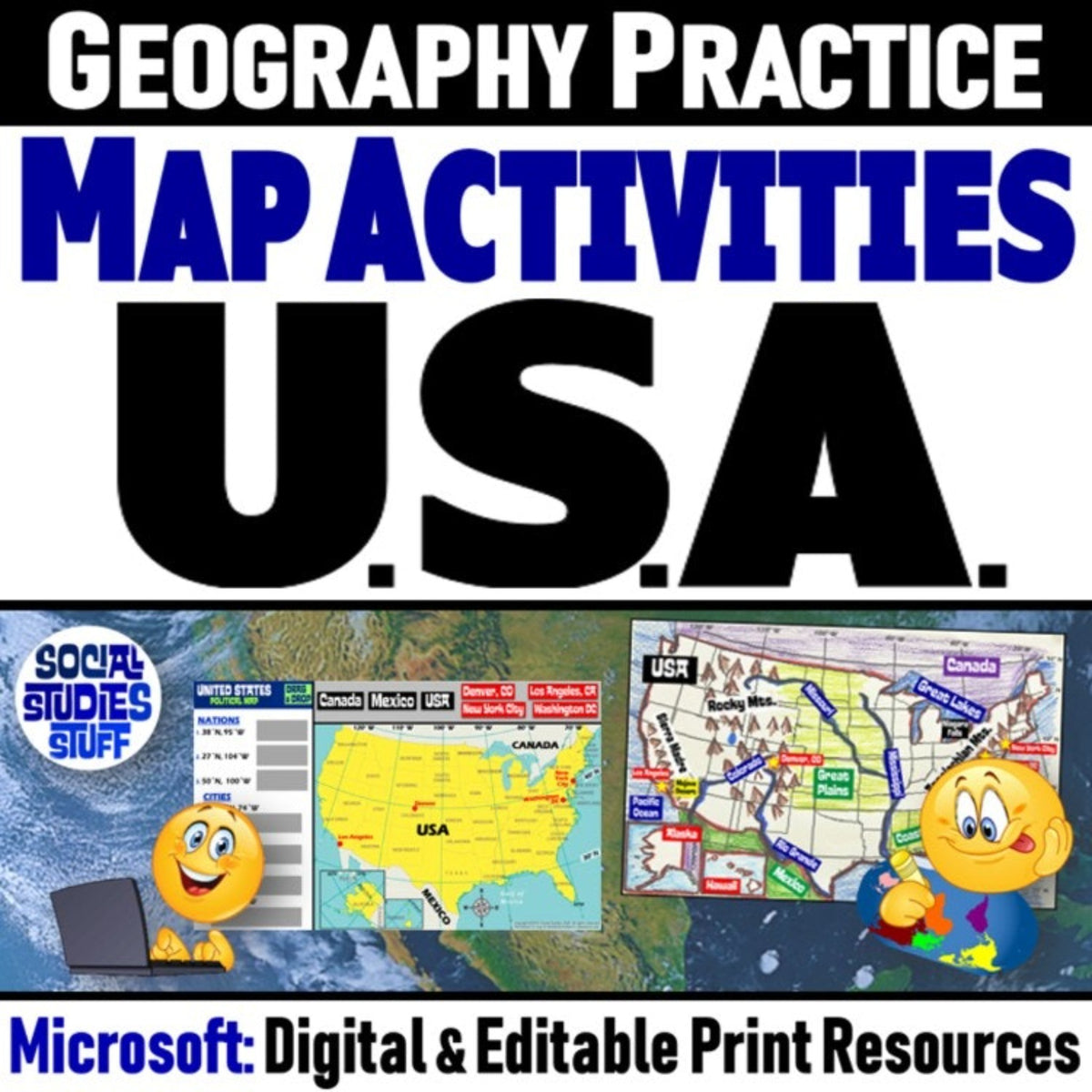 United States Geography & US Map Skills Practice Activities - Microsof ...