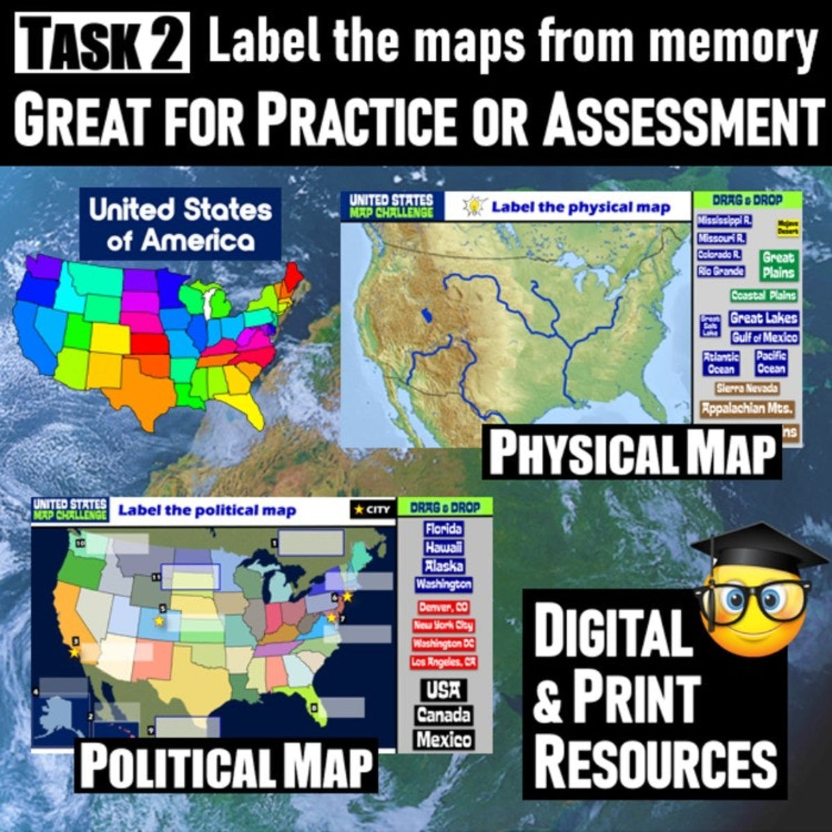 United States Geography & US Map Skills Practice Activities - Microsof ...