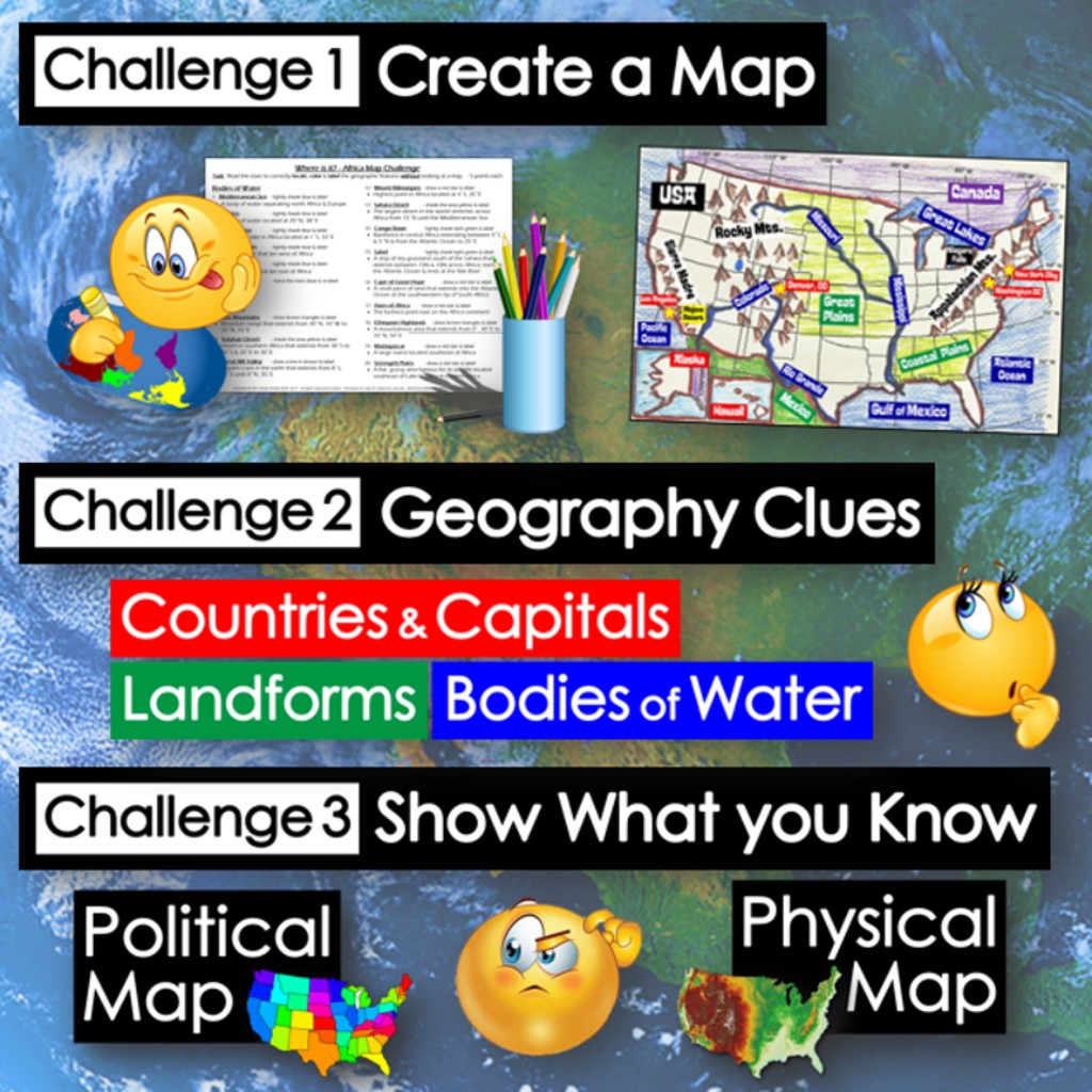 United States Map Challenges - Fun US Geography Activities - Print & D ...