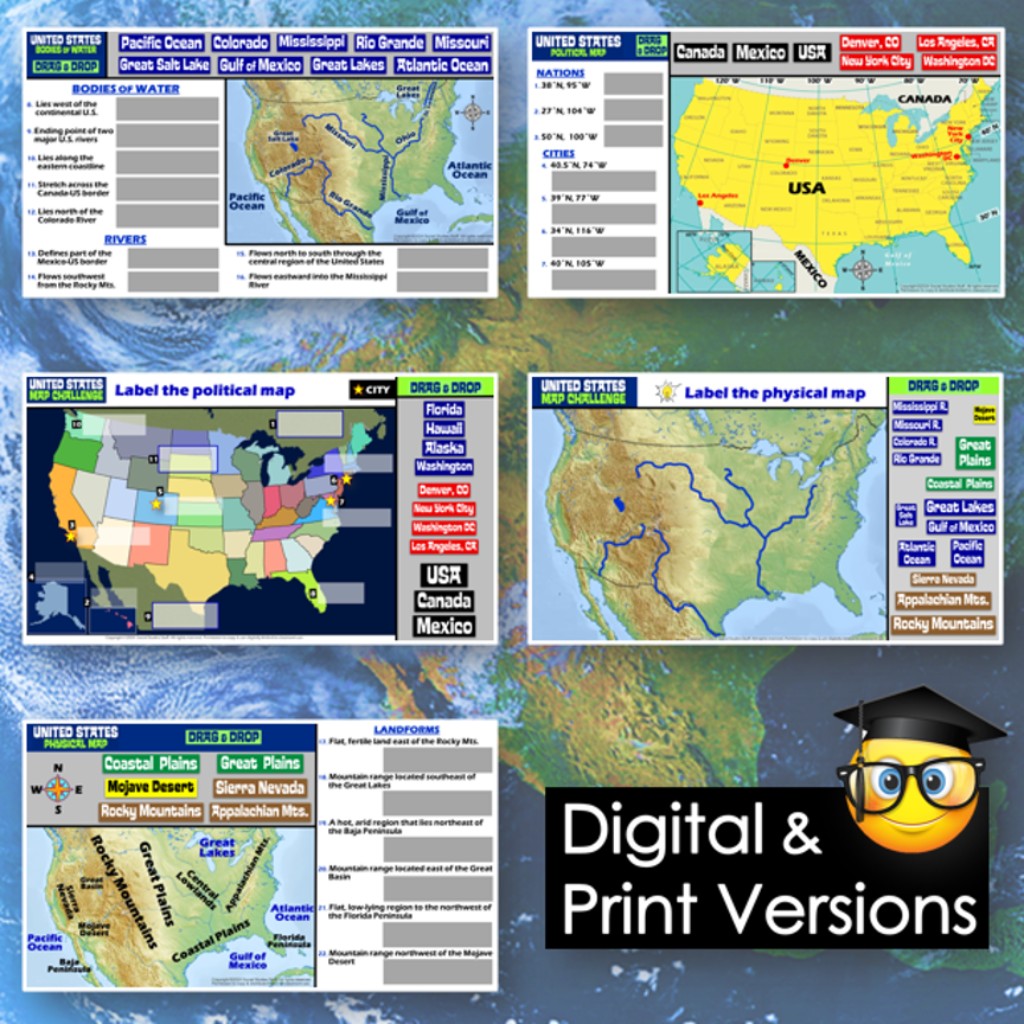 United States Map Challenges - Fun US Geography Activities - Print & D ...