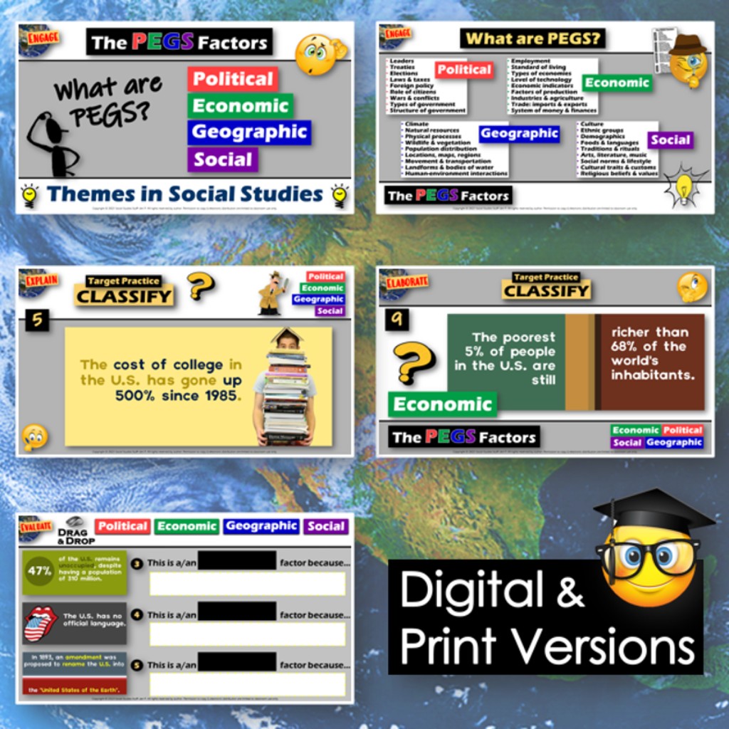 Explore the United States: PEGS Factors Lesson and Activities - Print ...