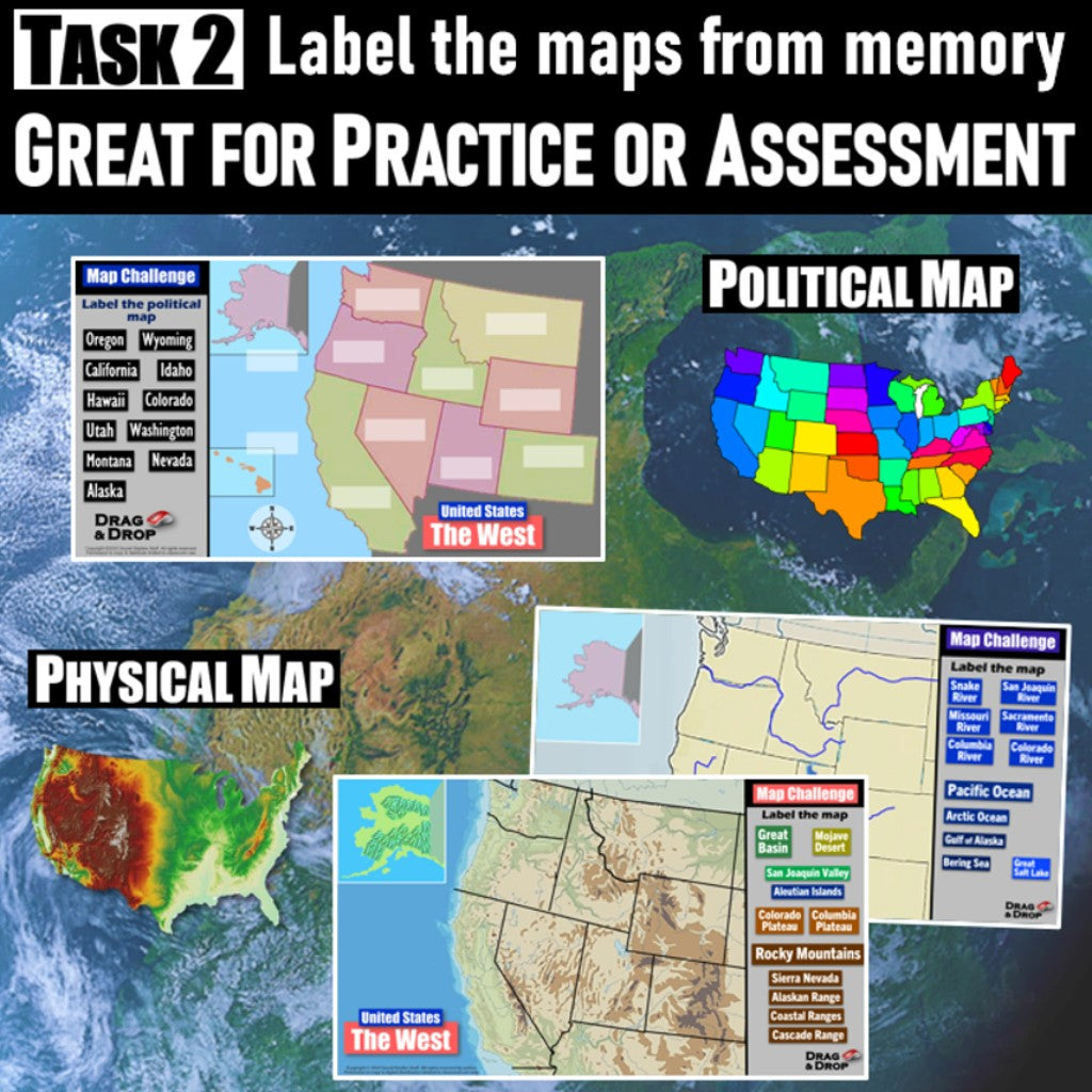 The West US Map Challenges - Regions of the United States Geography Ac ...