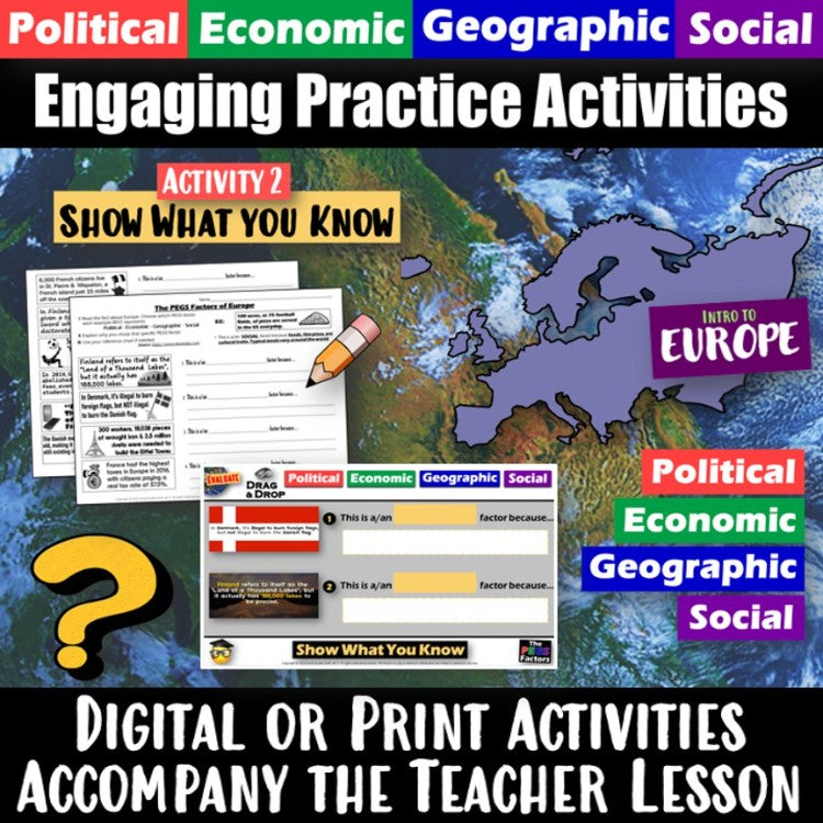 The PEGS Factors of Europe 5-E Lesson | Practice Activities and Game ...