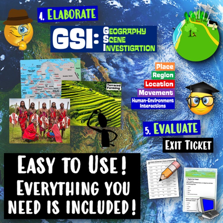 Classify the Five Themes of Geography 5E Lesson | 5 Theme WalkAround ...