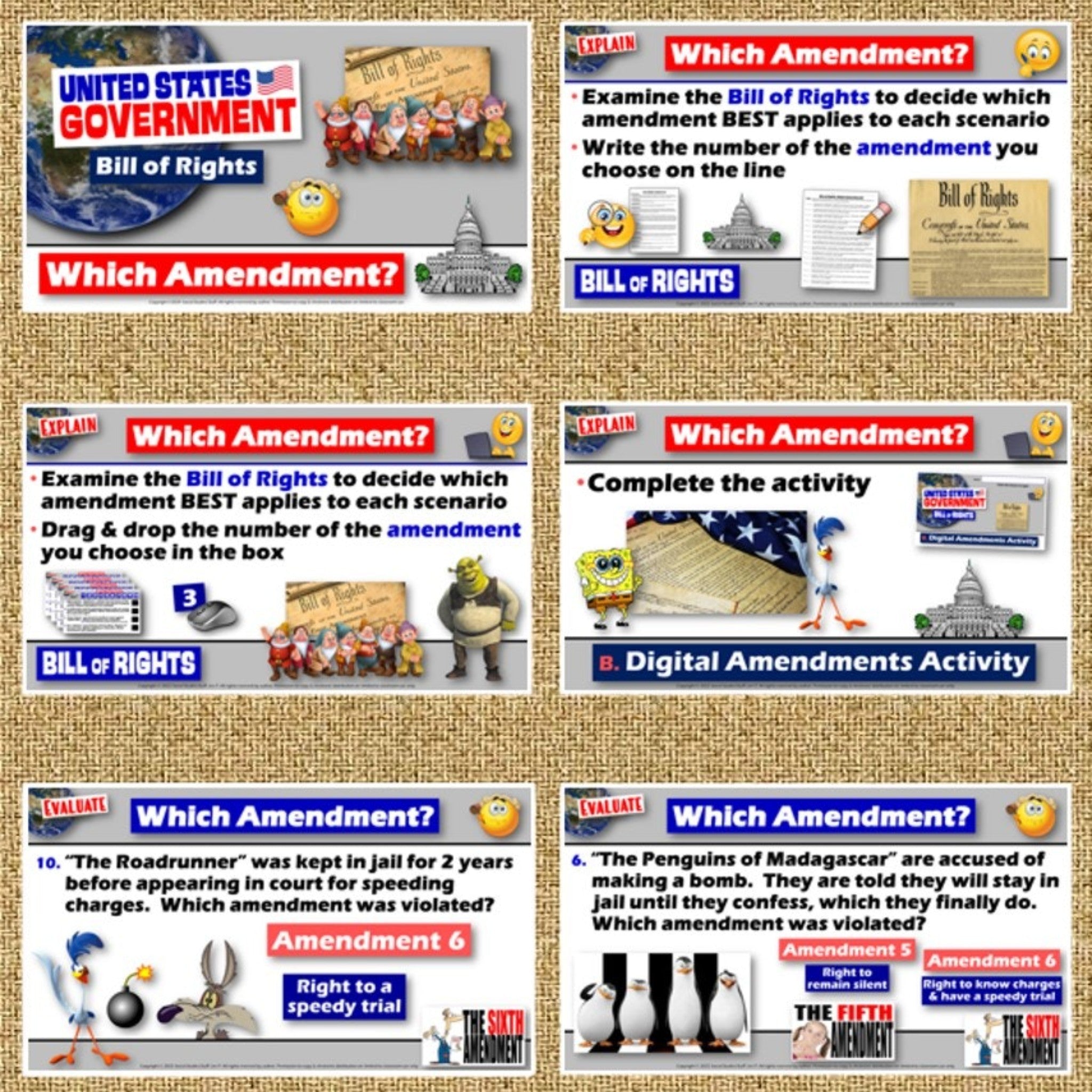 Constitutional Amendments Worksheet The Bill Of Rights In Cartoons