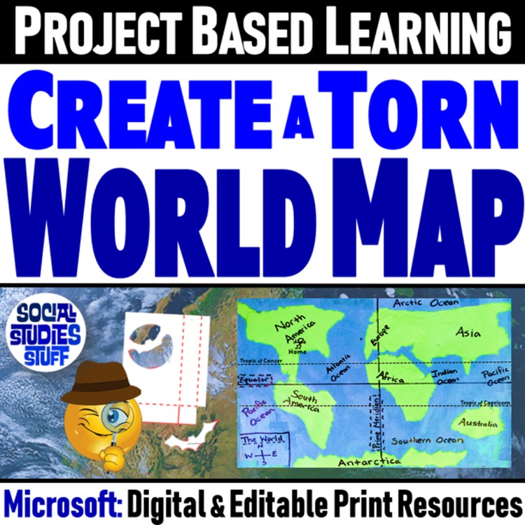 Create a Torn World Map Activity | FUN Continents and Oceans PBL | Mic ...